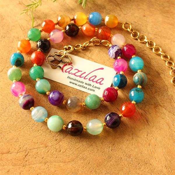 Layered multi color necklace, Blue designer gemstone necklace at ₹2450 ...