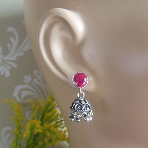 Artisan Ruby Gemstone post ethnic sterling silver earrings at ?2950 ...
