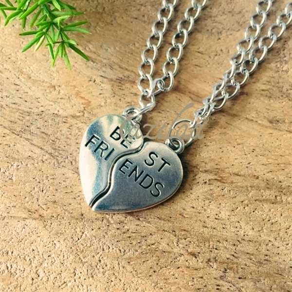 Best friends charm heart two pendant chain necklaces at ₹1550 | Azilaa