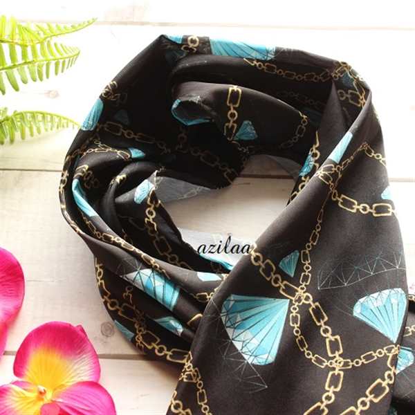 Bling bling diamond print satin scarf at ₹1250 | Azilaa