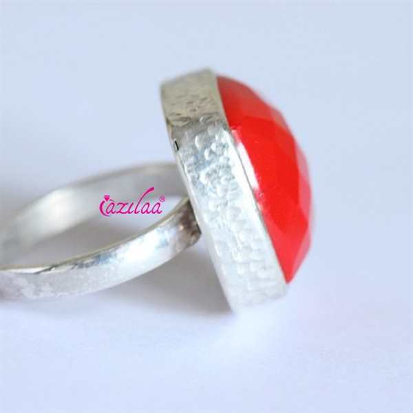 Designer Red gemstone Sterling silver gemstone ring at ₹6550 | Azilaa