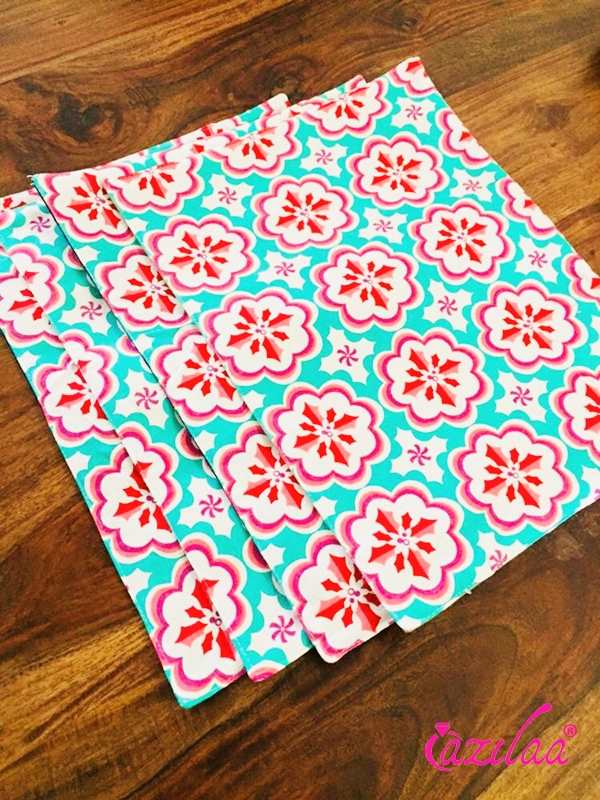ECO friendly blue fabric handmade 4 table mat at ₹1200 | Azilaa