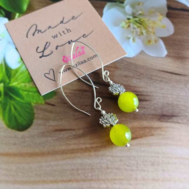 Lime Green Spring Flower Charm Dangler Earrings at ₹995 | Azilaa
