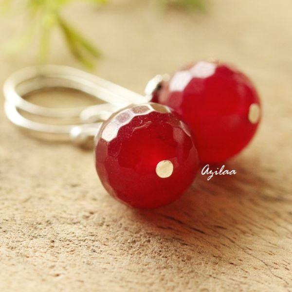 Maroon color gemstone silver beaded earrings at ?990 | Azilaa