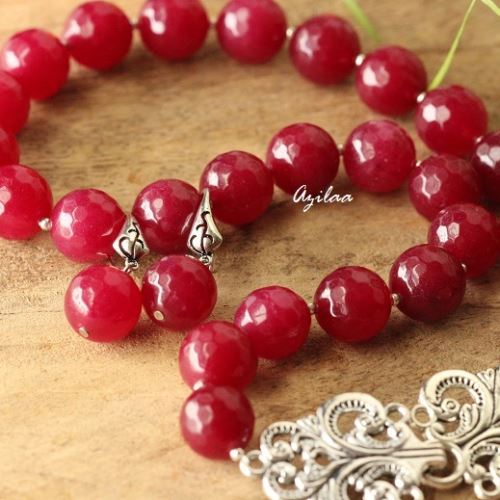 Maroon red agate gemstone artisan handmade necklace at ₹2550 | Azilaa