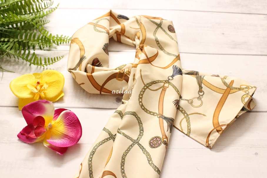 Quirky chain charm satin scarf at ₹1250 | Azilaa