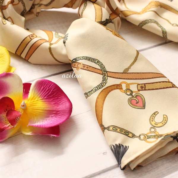 Quirky chain charm satin scarf at ₹1250 | Azilaa