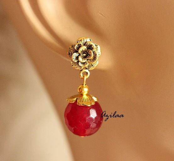 Reddish Maroon gemstone artisan handmade necklace set at ?2150 | Azilaa